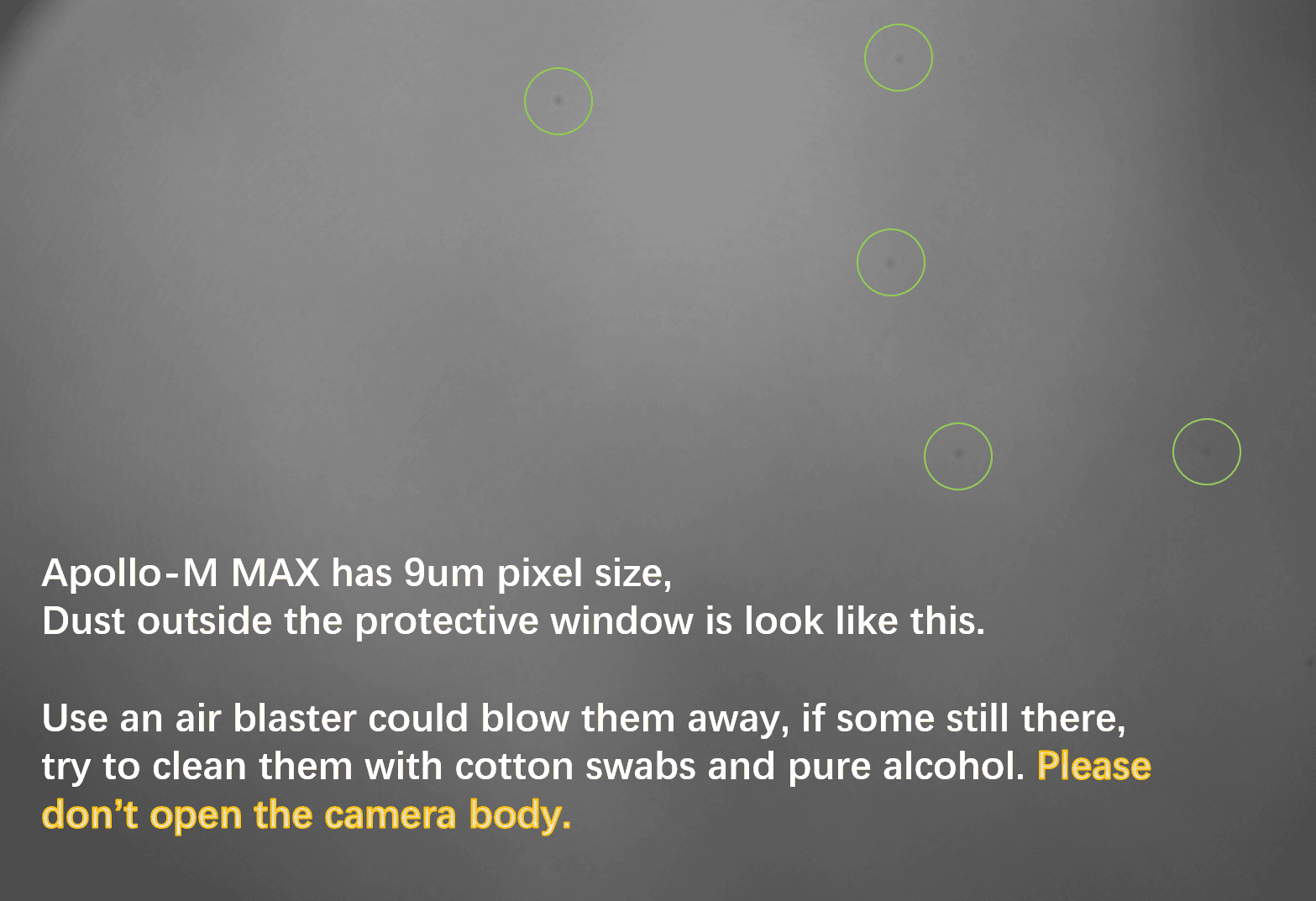 Behavior of dust on Apollo-M MAX camera – Player One Astronomy