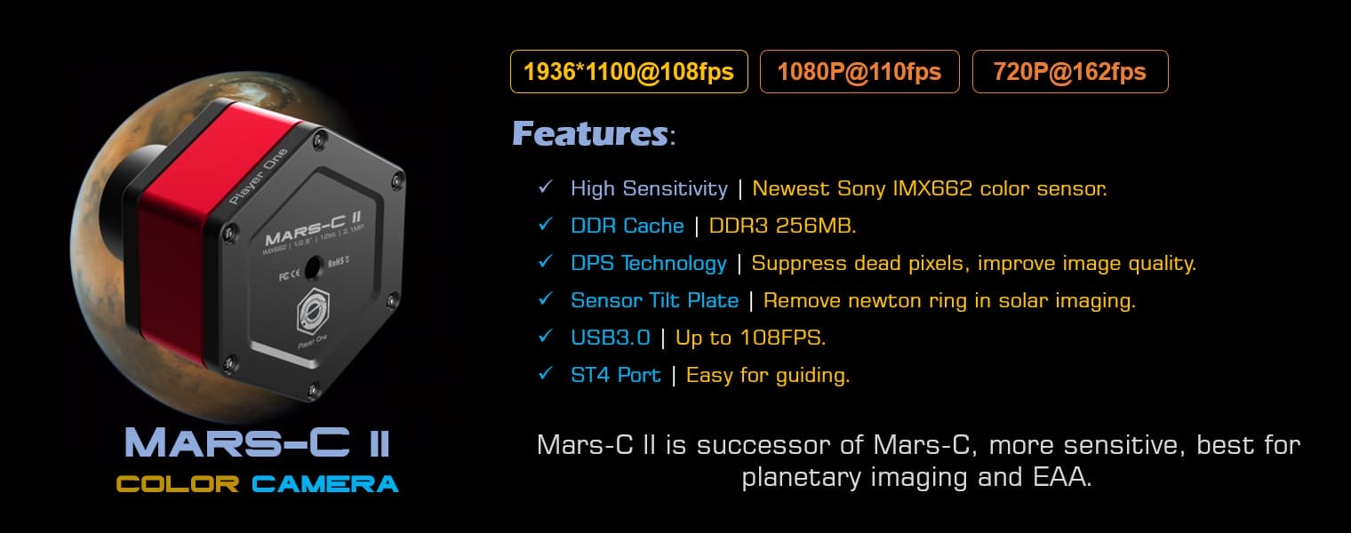 Player One release Uranus-C (IMX585) and Mars-C II (IMX662) cameras – Player One Astronomy