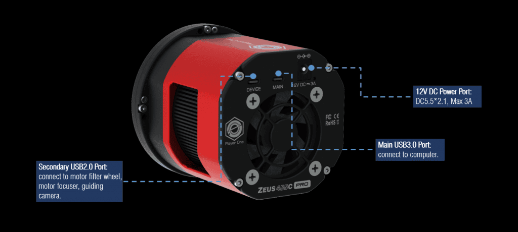 ZEUS 455C PRO (IMX455) USB3.0 Color Cooled Camera – Player One Astronomy